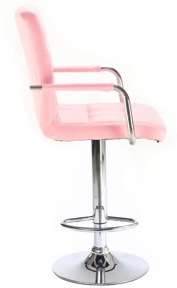 LuxuryForm DESIGN Barová židle VERONA na stříbrné kulaté podstavě - růžová