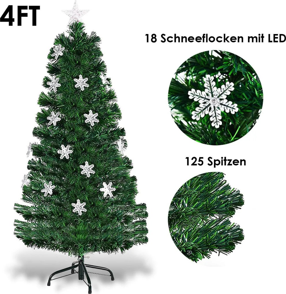 Costway Vánoční stromeček LED 120 cm Umělý vánoční stromek s optickým