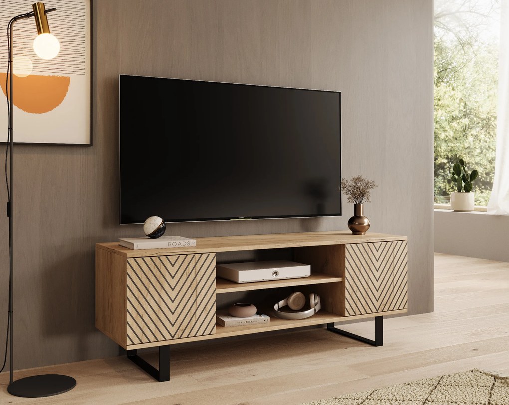ADRK Furniture Skříňka RTV Lorello Chevron 135 cm RTV-LOR-OC-J-135