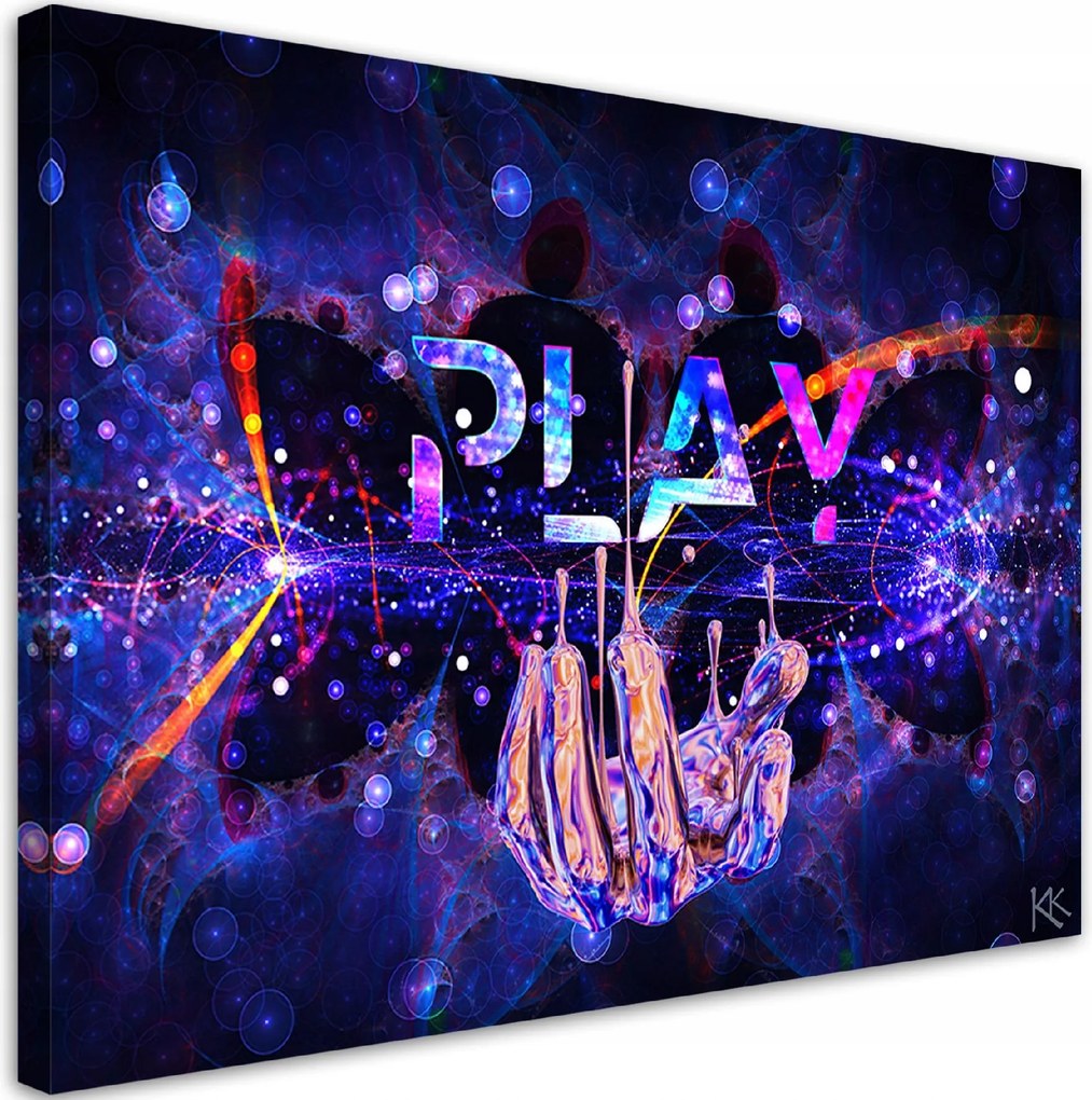 Obraz na plátně, Play Neon s nápisem 90x60