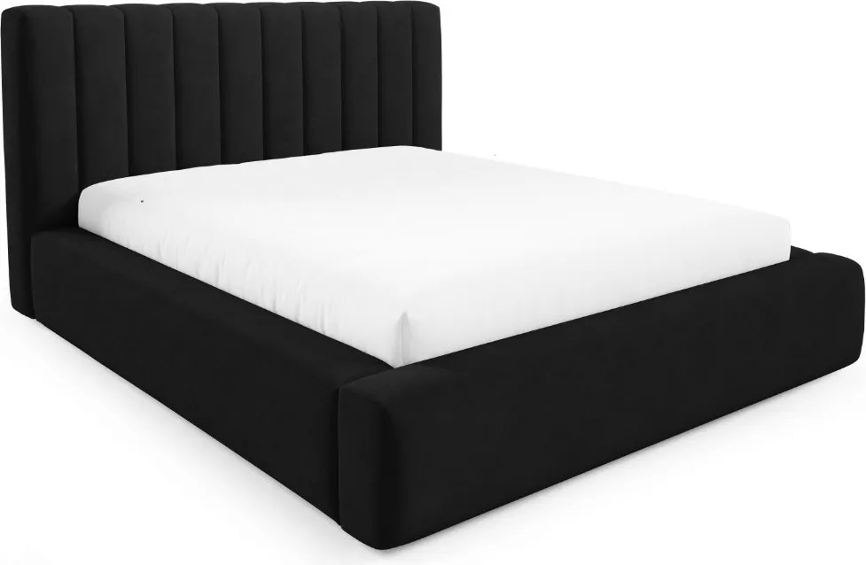 Čalouněná postel BORMINI+, 120x200 cm, s úložným prostorem a roštem Úložný prostor: S kovovým rámem úložného prostoru, Barva látky Velutto: Světle béžová (Velutto 02)