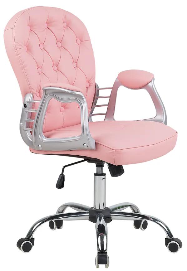 Růžová ekologická kožená kancelářská židle PRINCESS | BIANO