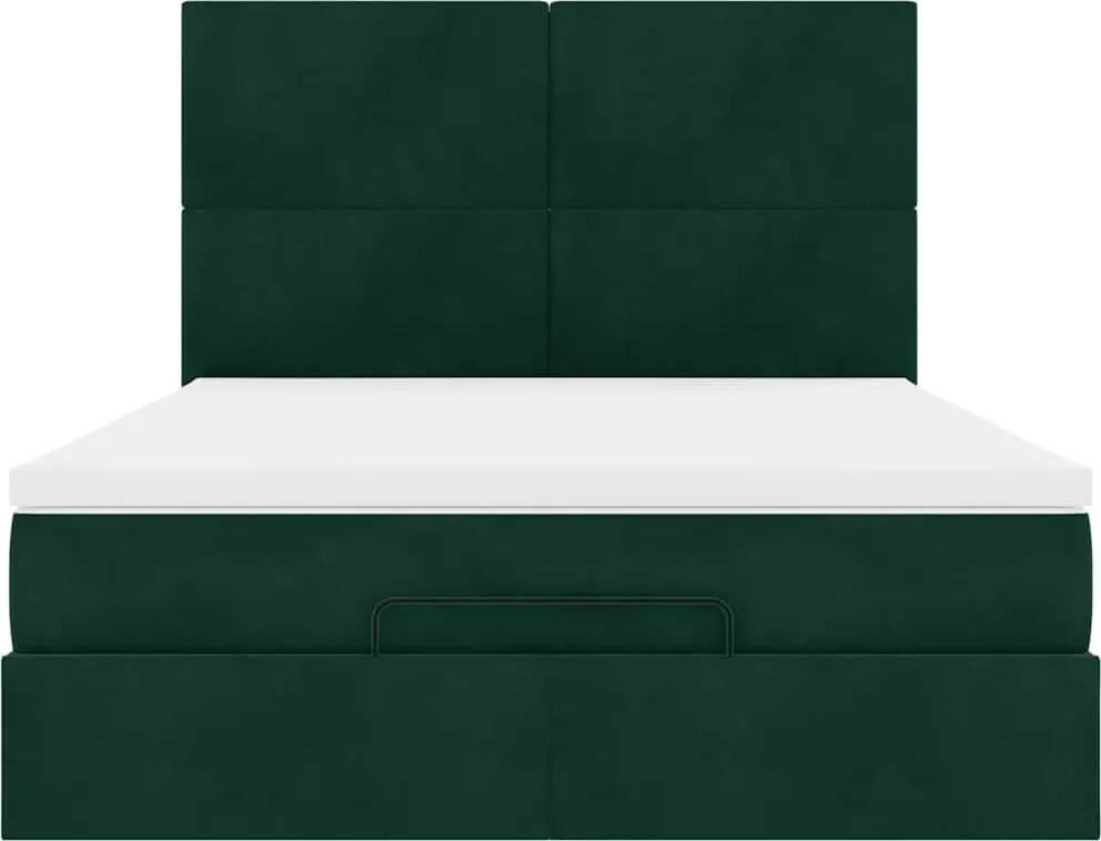 Osmanský rám postele s matracemi tmavě zelená 140x200cm samet 3313406
