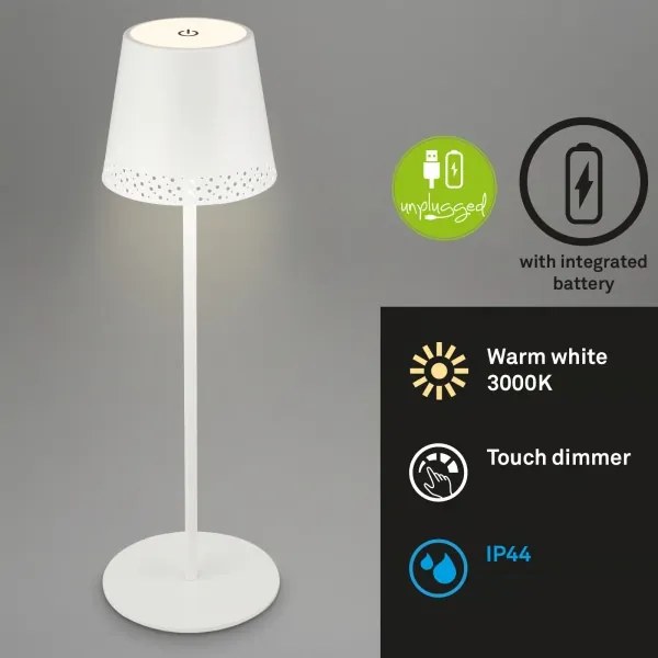Brilo - LED St nab dotyk stolní lampa KIKI LED/2,6W/5V IP44 2600 mAh bílá