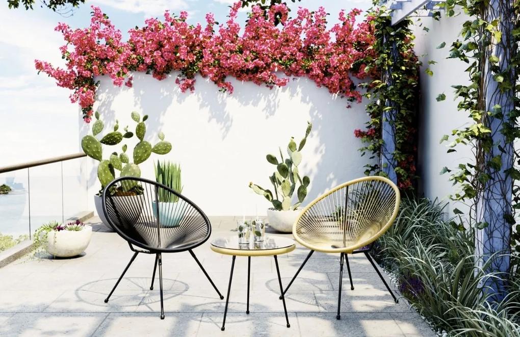 OnaDnes -20% Kare Design Skleněný zahradní odkládací stolek Acapulco s béžovým výpletem