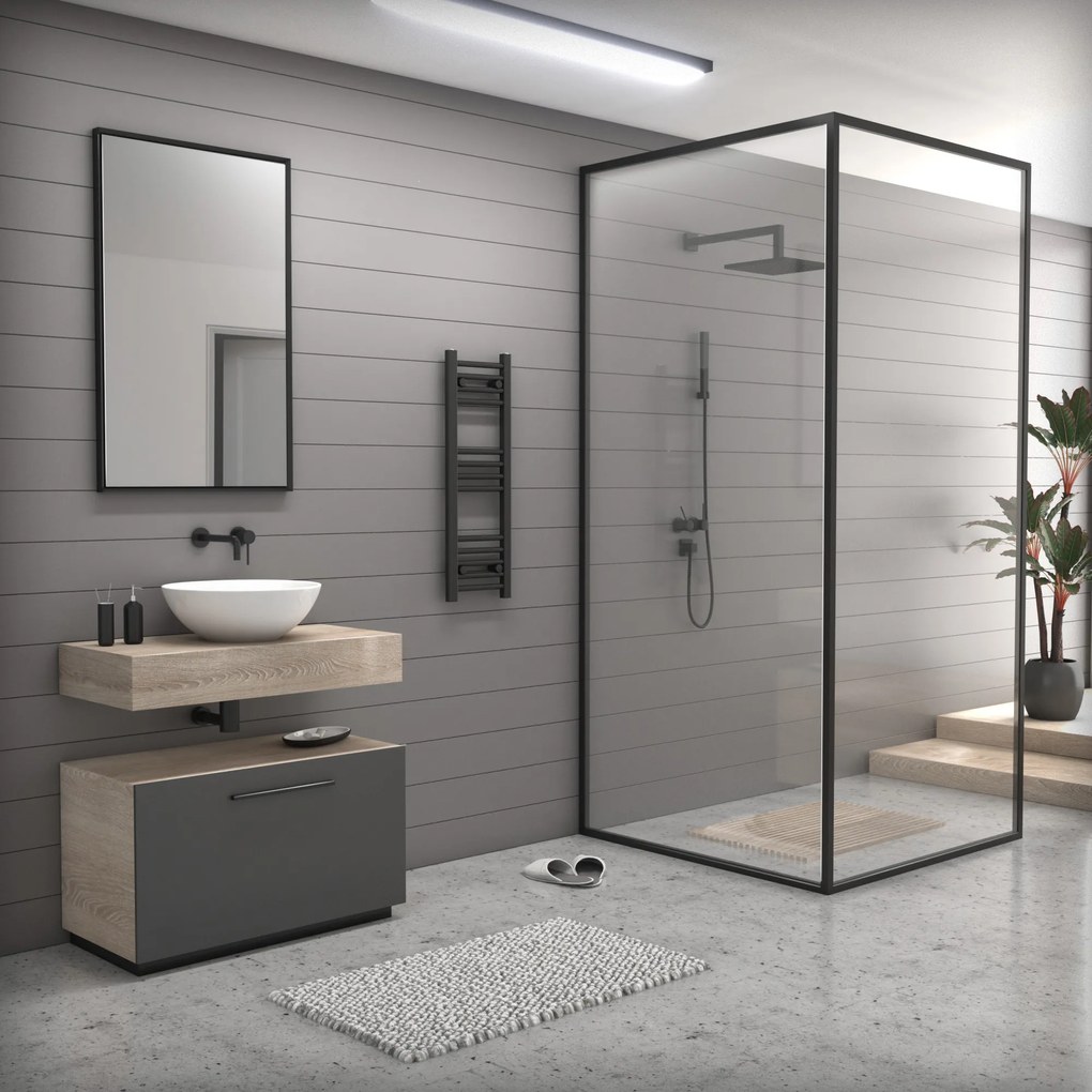 Erga Puerto, topné těleso 900x300 mm, 300W, černá matná, ERG-LAV-GRZE-BK-3090