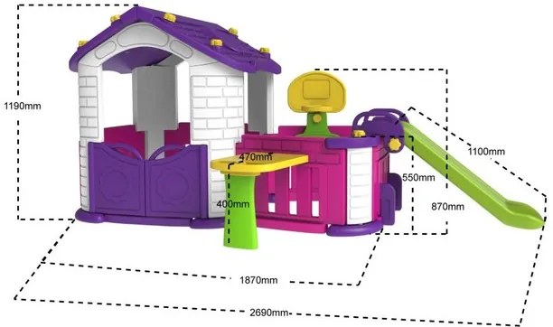 Dětský zahradní domeček domek + skluzavka 4 v 1 dětské hřiště CHD-808