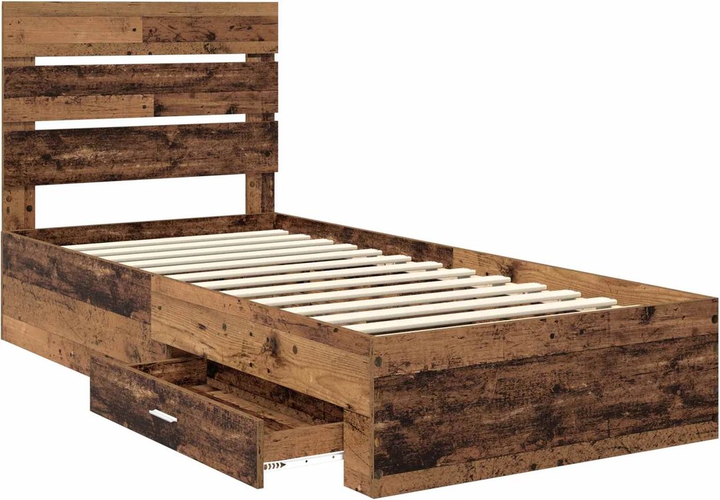 Rám postele s čelo Staré dřevo 90 x 190 cm Kompozitní dřevo 3412026