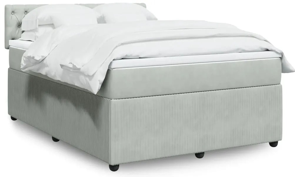 Box spring postel s matrací světle šedá 140x200 cm samet 3287764
