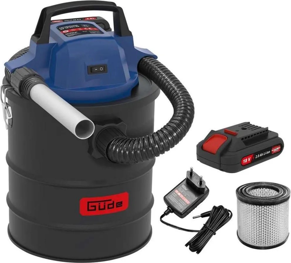 Güde - 18V AKU průmyslový vysavač popela AS 18-201-05, 1x aku 2,0 Ah Li-Ion, nabíječka 58580