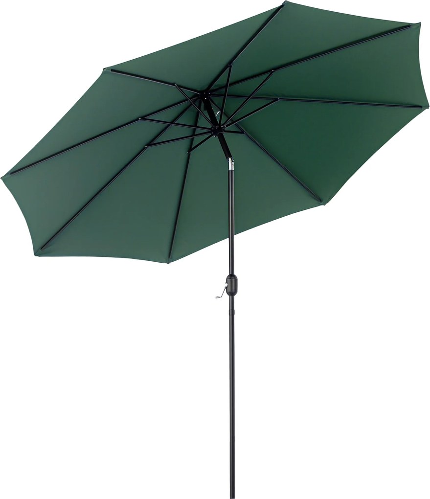 Zahradní slunečník Outsunny Ø295x250 cm s klikou – venkovní sluneční stín s naklápěcím mechanismem a odnímatelným kovovým stožárem pro terasu, bazén a
