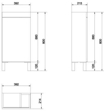 Cersanit Smart, závěsná umyvadlová skříňka 39x68x22 cm, světlý jasan-bílá lesklá, S568-022