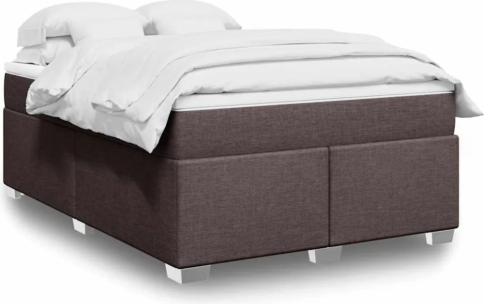 Box spring postel s matrací tmavě hnědá 140x190 cm textil