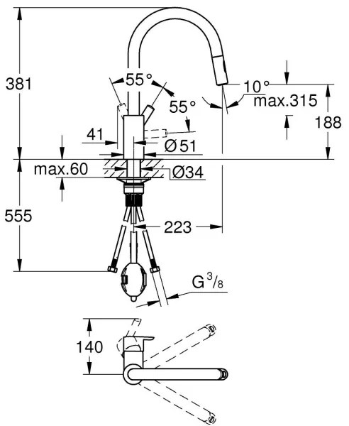 GROHE 31486DC1 - Dřezová baterie FEEL nerez
