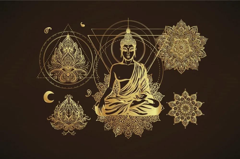 Samolepící tapeta zlatý Buddha - 225x270