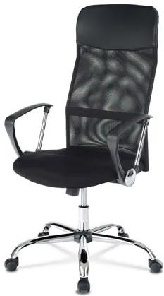 Kancelářská židle s podhlavníkem z ekokůže, potah černá látka  MESH a síťovina MESH, houpací mechanismus, kovový kříž