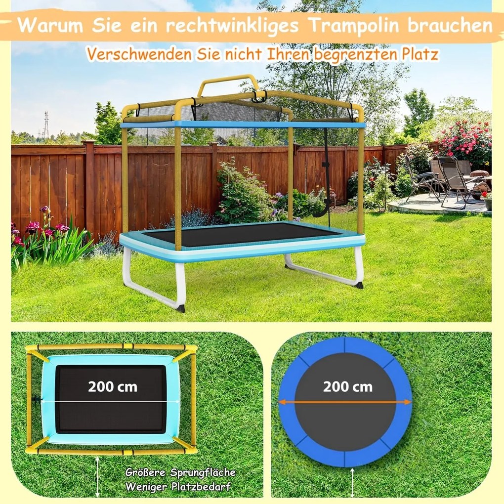 Costway Obdélníková trampolína 3-in-1 pro děti trampolína pro volný čas se sítí