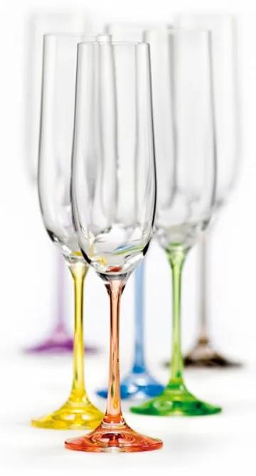 Sklenice na šampaňské, Crystalex, VIOLA rainbow, 190 ml ( 6ks )