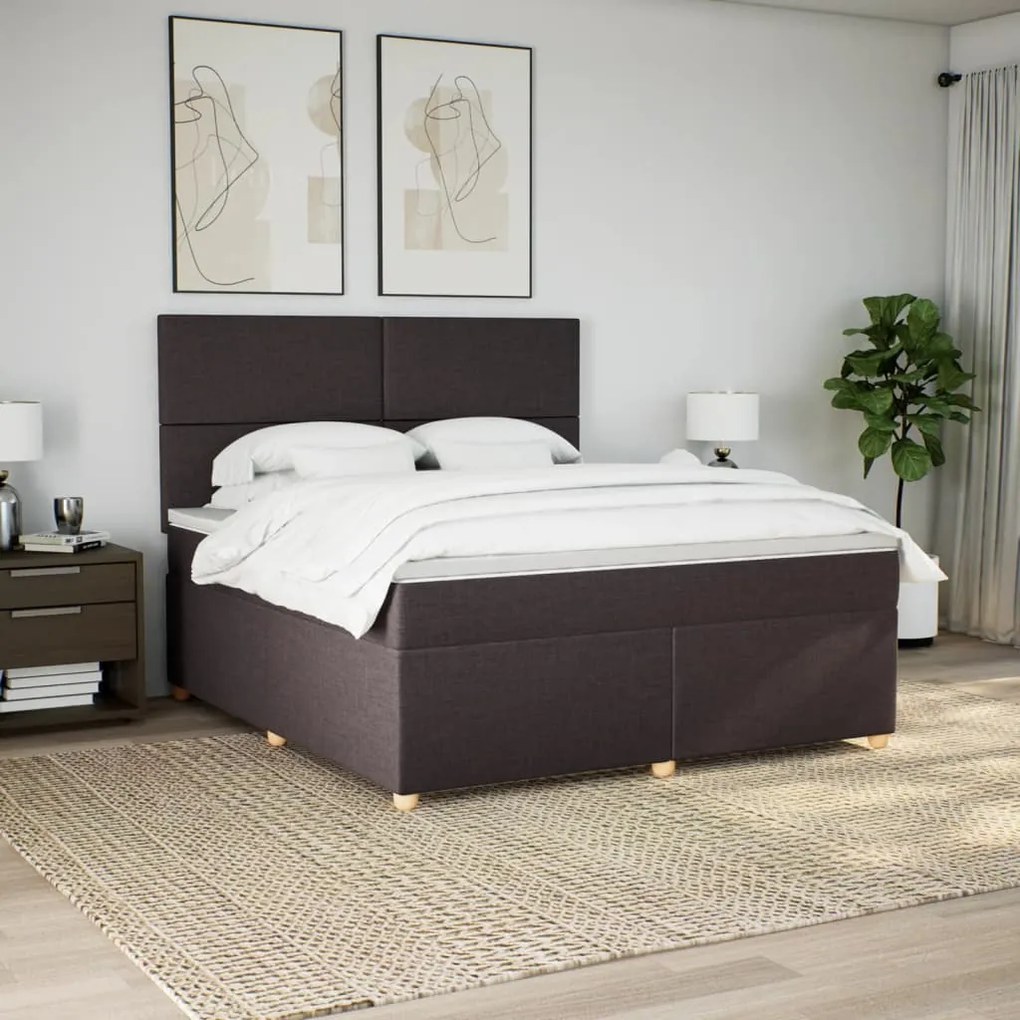 Box spring postel s matrací tmavě hnědá 180x200 cm textil 3293655