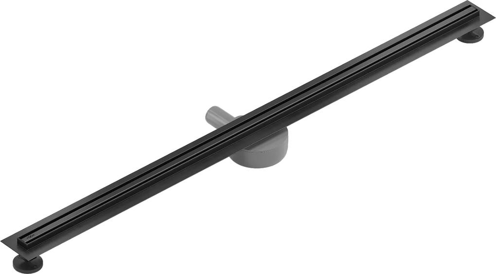 MEXEN Flat nerezový sprchový žlab s rotačním 360° sifonem 150 cm, vzor SLIM, černá matná, 1741150