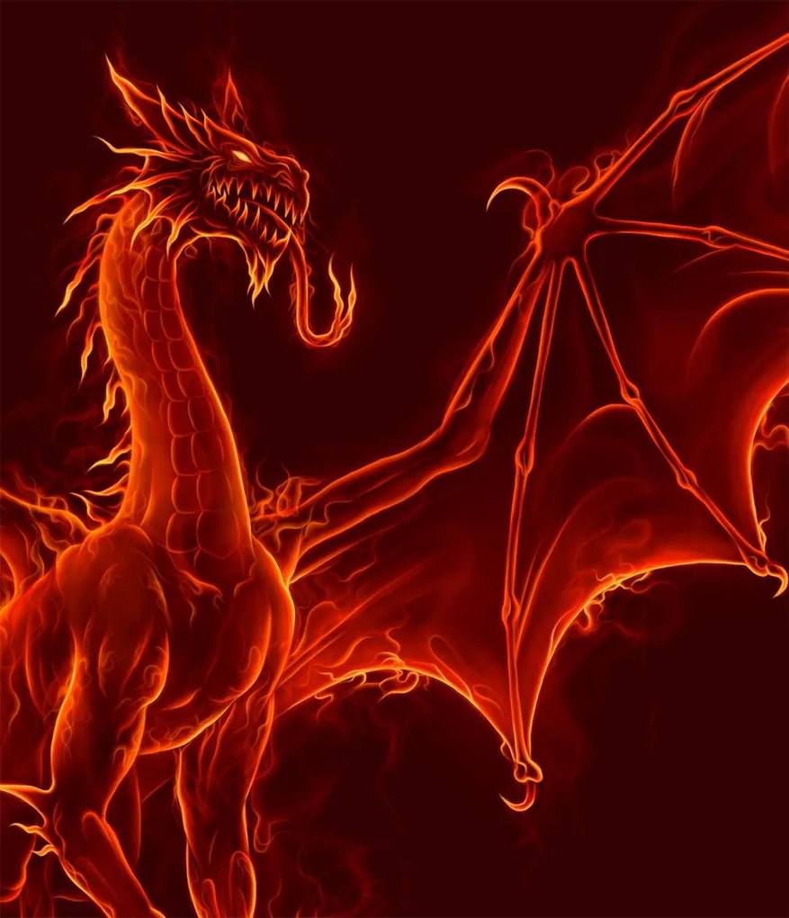 Pětidílný obraz ohnivý drak Velikost (šířka x výška): 200x100 cm