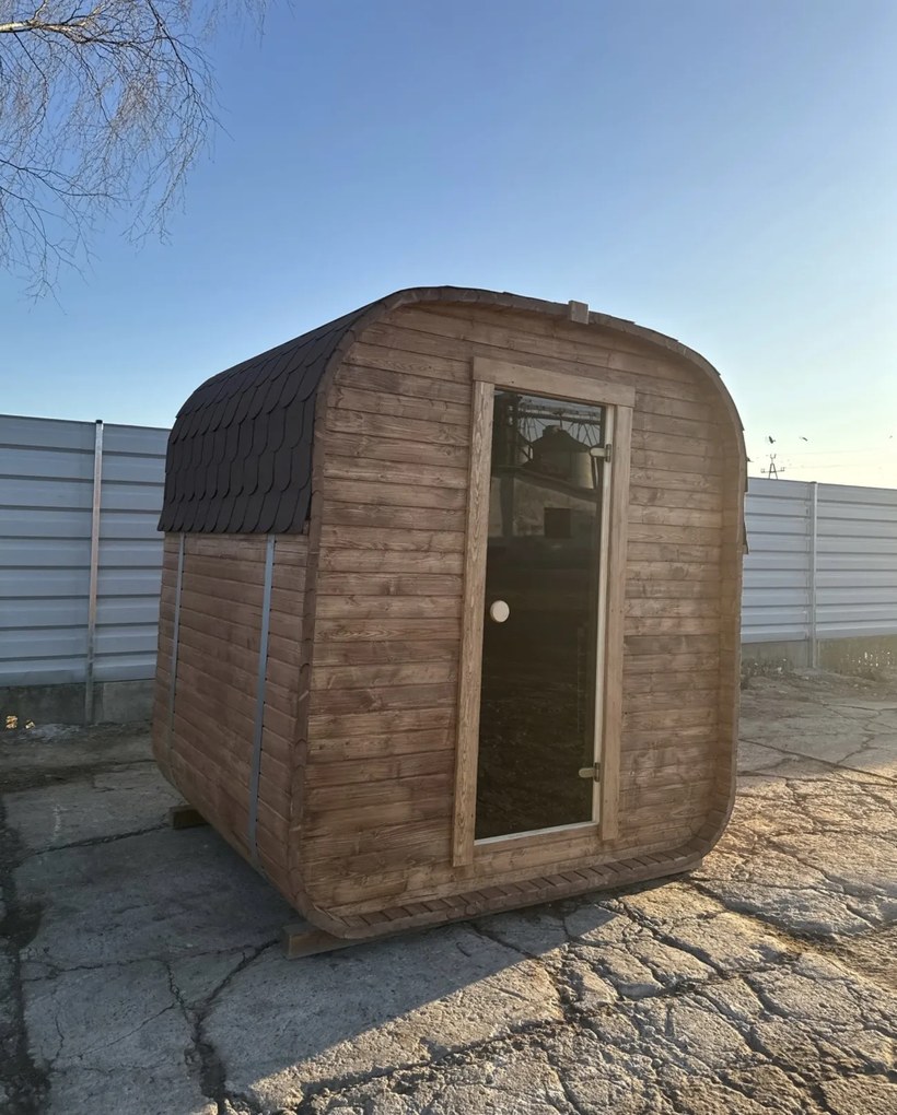 NIKIDO Venkovní zaoblená sauna na dřevo nebo elektřinu LILLY 180x220 pro 4 osoby