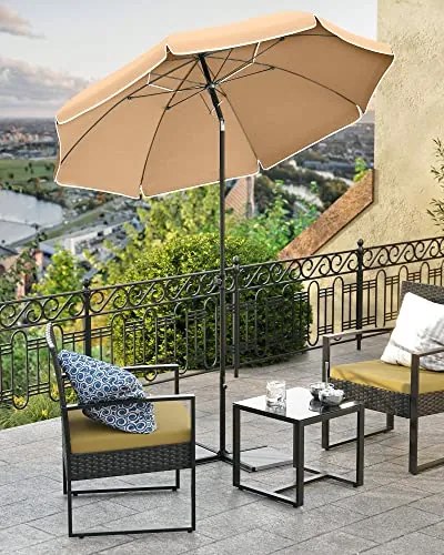 Slunečník 200 cm, UPF 50+ UV ochrana, bez základny – taupe
