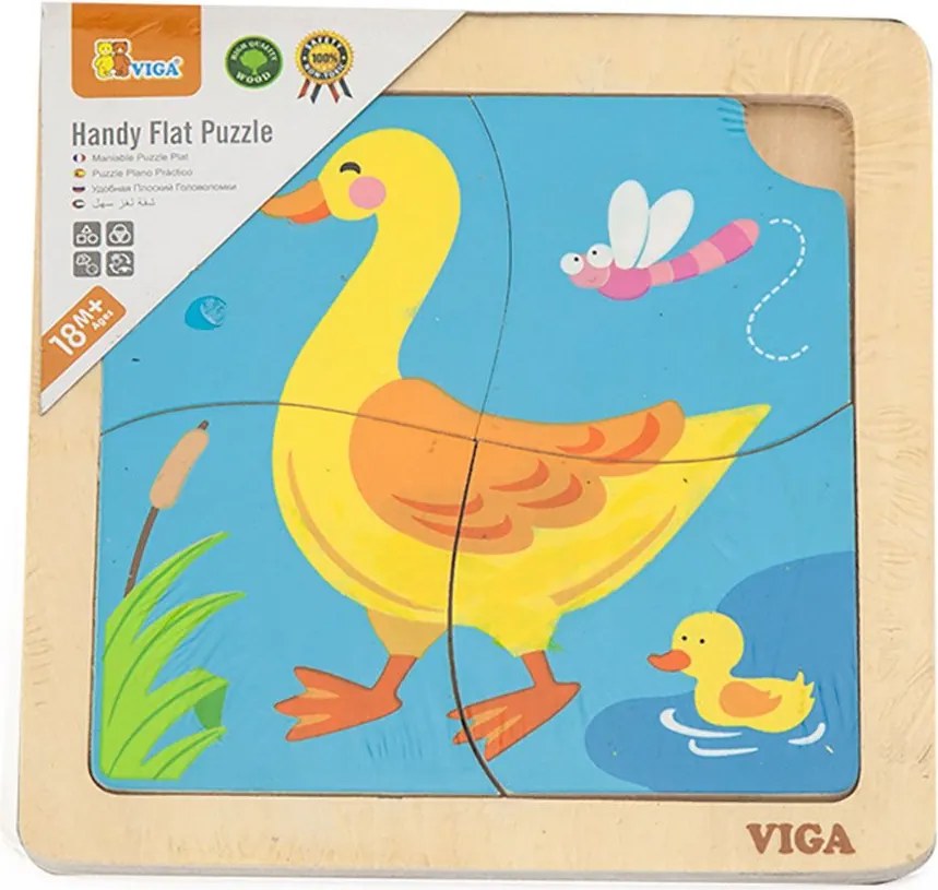 Dřevěné puzzle pro nejmenší Viga 4 ks Kačenka