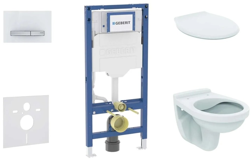 Geberit Duofix - Set předstěnové instalace, klozetu Alpha a sedátka, tlačítko Sigma50, alpská bílá SANI11CD3131