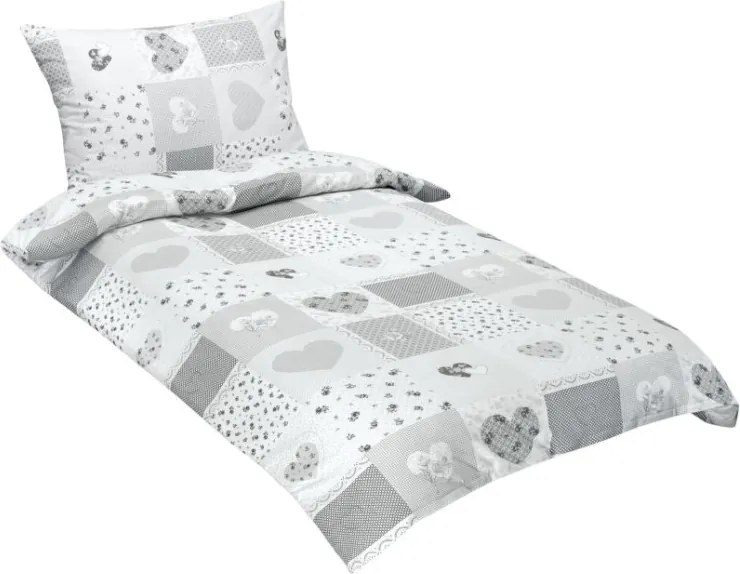 Bellatex Povlečení bavlněné s hotelovou kapsou 140x200, 70x90 cm Srdce