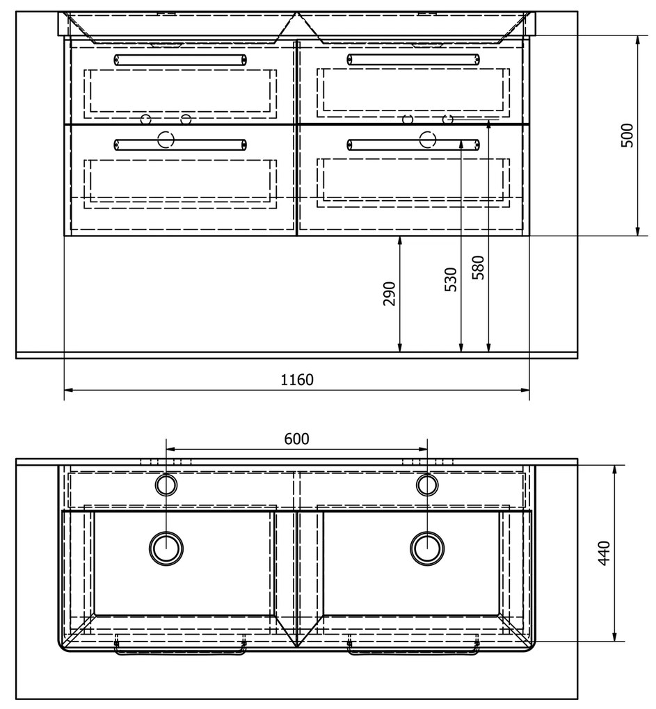 Sapho, Koupelnový set THEIA 120, dvojumyvadlo, bílá, KSET-011