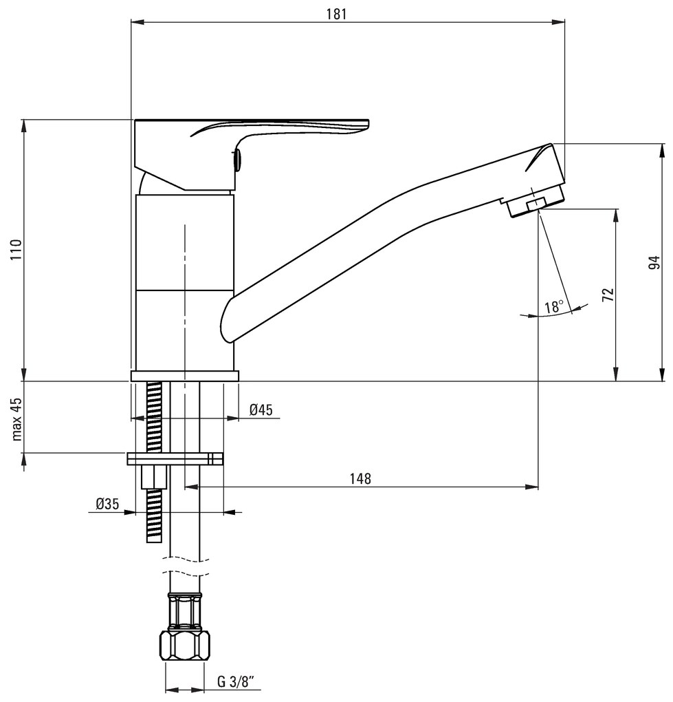 Deante Chaber, umyvadlová baterie s otočným ramenem, chromová, BGC_026M