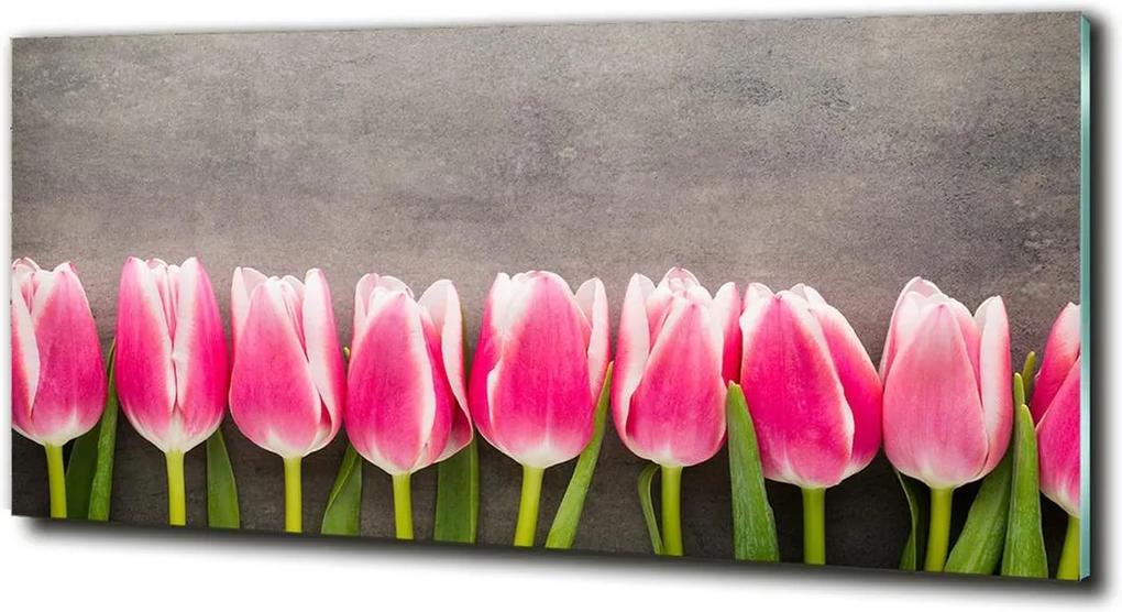 Foto obraz sklo tvrzené Růžové tulipány