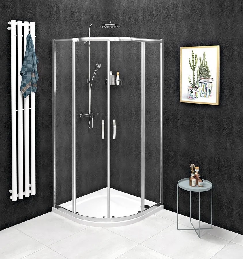 Gelco Gelco, SIGMA SIMPLY čtvrtkruhová sprchová zástěna 800x800mm, R550, čiré sklo, GS5580