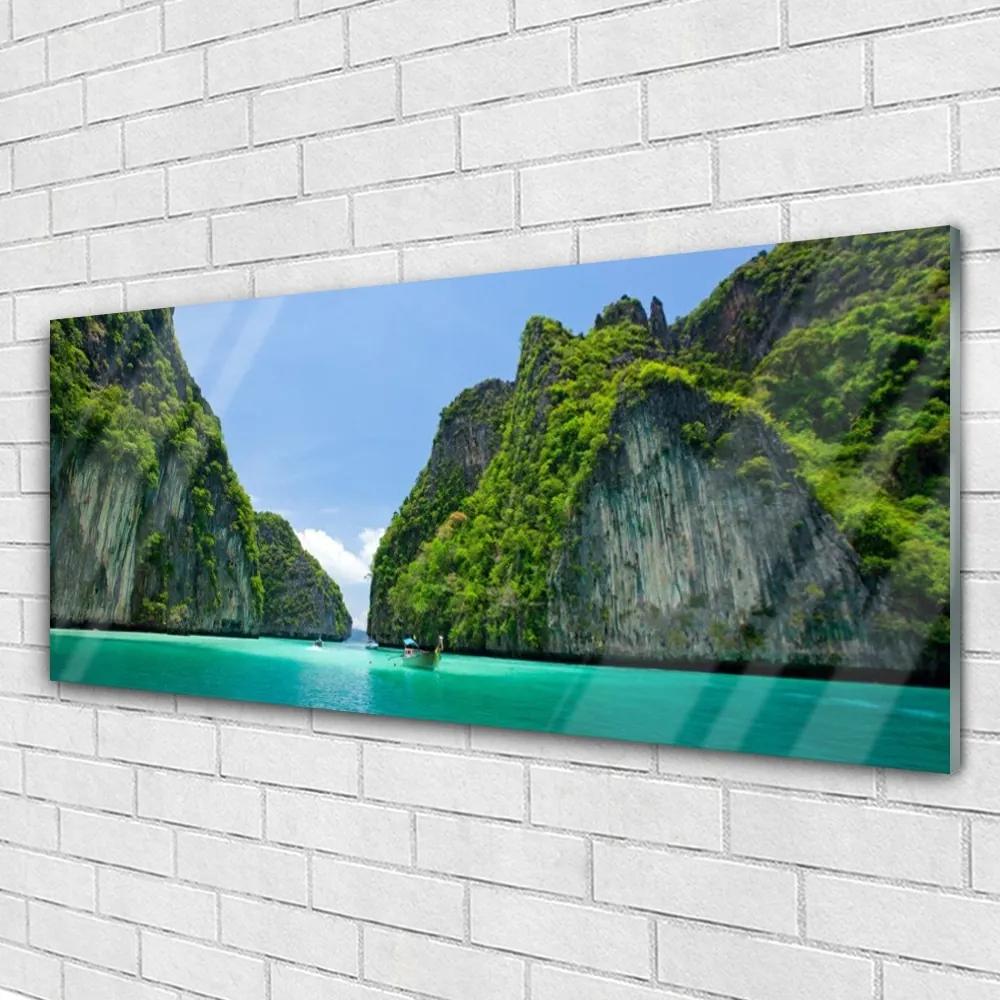 akrylový obraz Hora Voda Záliv Krajina 125x50 cm
