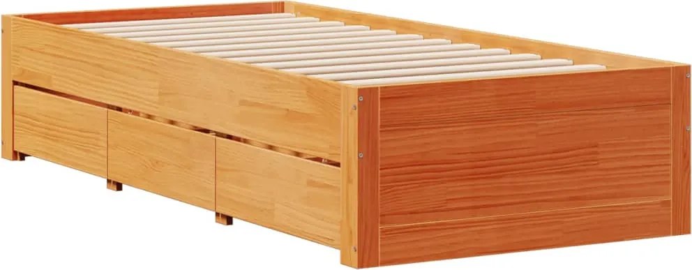 Postel bez matrace se zásuvkami hnědá 75x190 cm masiv borovice 3308830