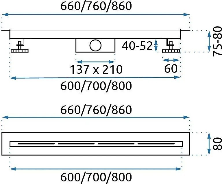Rea, Odtokový žlab Rea FILO Nickel Brush 60, KPL-G6800