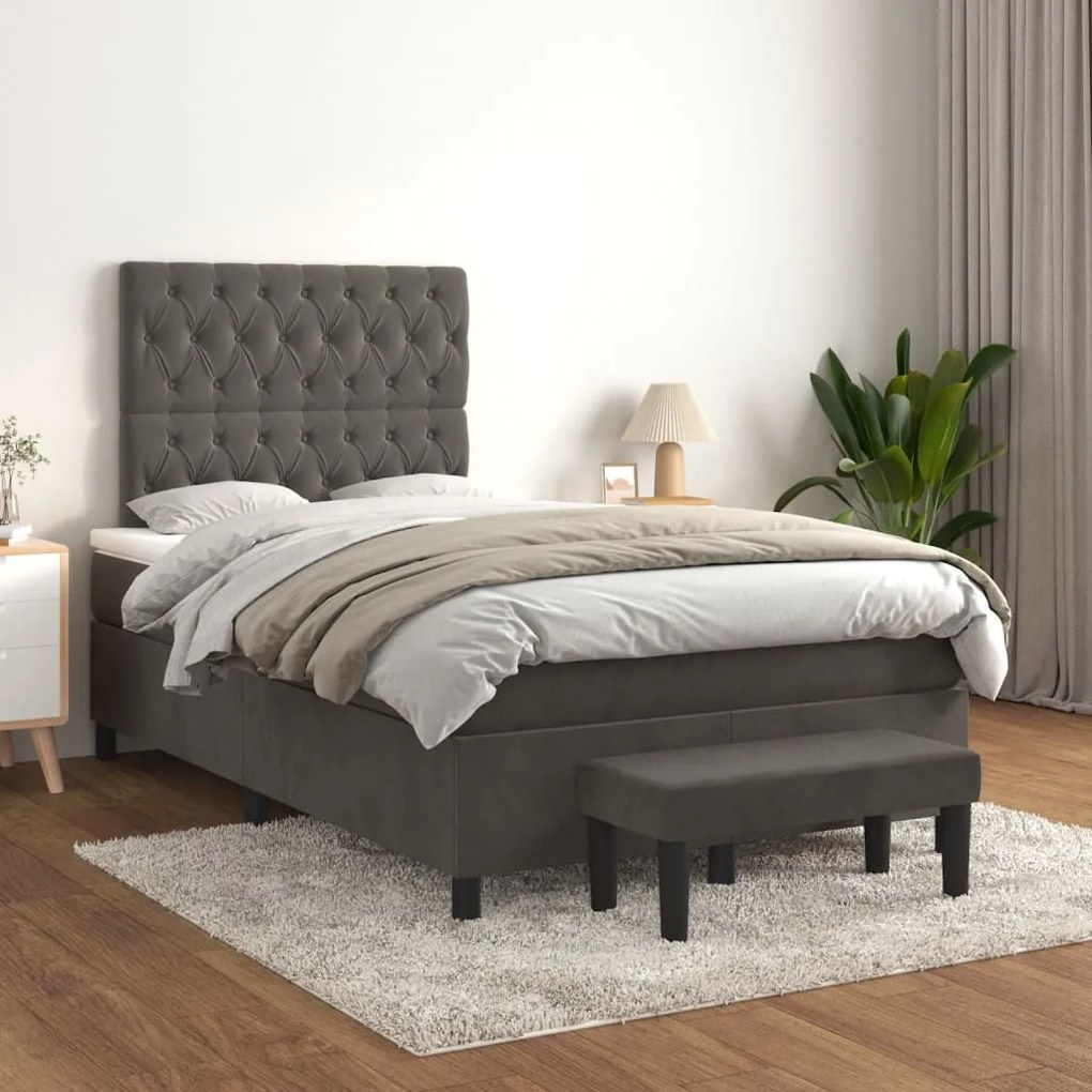 Box spring postel s matrací tmavě šedá 120 x 200 cm samet 3138014