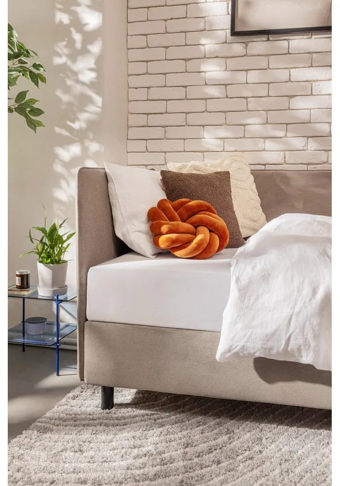Taupe čalouněná jednolůžková postel s úložným prostorem s matrací 90x200 cm Avela - II. jakost – Bonami Selection