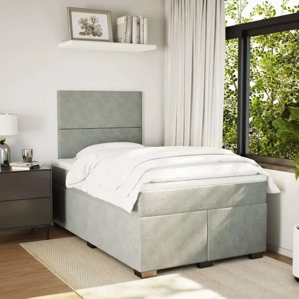 Box spring postel s matrací světle šedá 120x190 cm samet 3290858