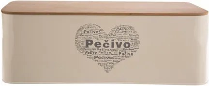 Chlebovka plech/dřevo 42x22,5x16 cm PEČIVO SRDCE  127505