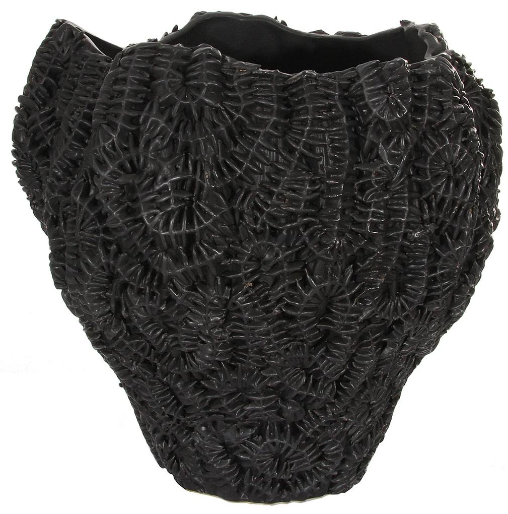 Keramická váza kapradina černá 31 x 32 cm