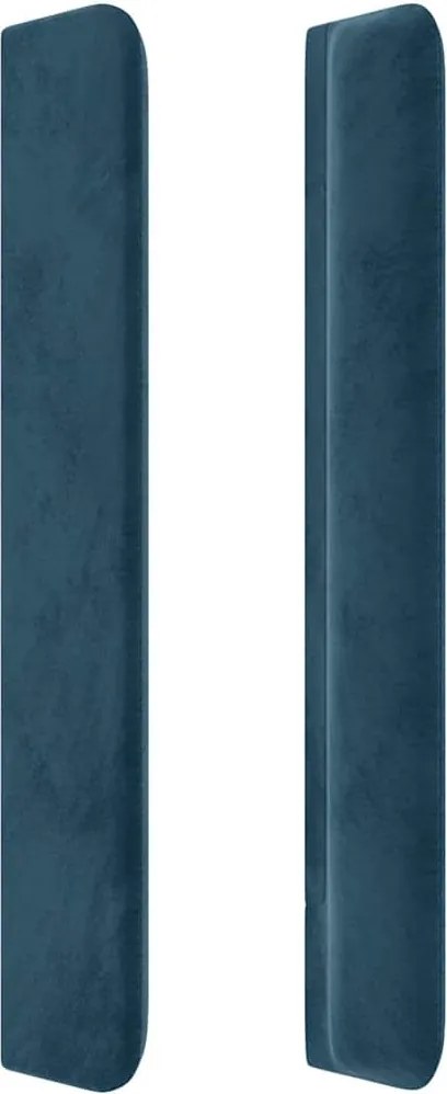 Čelo postele s LED tmavě modré 83 x 16 x 118/128 cm samet 3124320