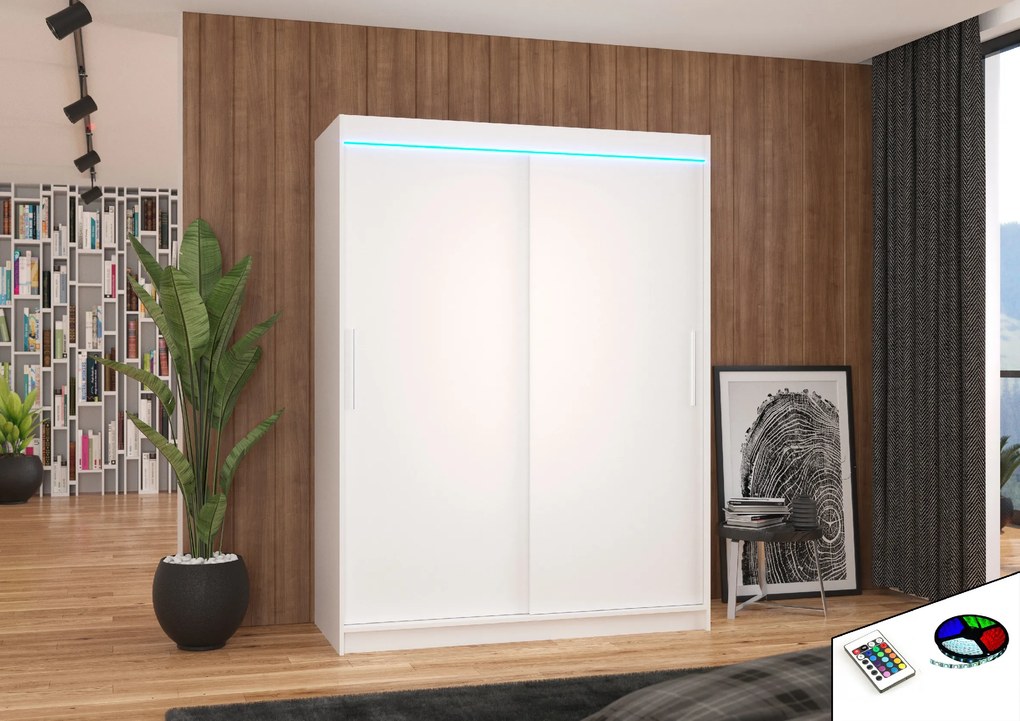 ADRK Furniture Posuvná skříň s LED osvětlením DENVER 150 SW-DEN-W-150+L-V113