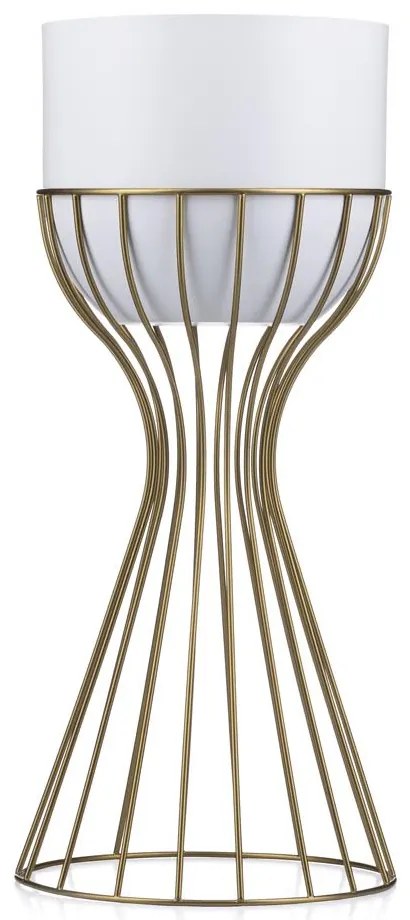 KOVOVÝ KVĚTINÁČ SE STOJÁNEM GLAM 46X20 CM BÍLÁ/ZLATÁ