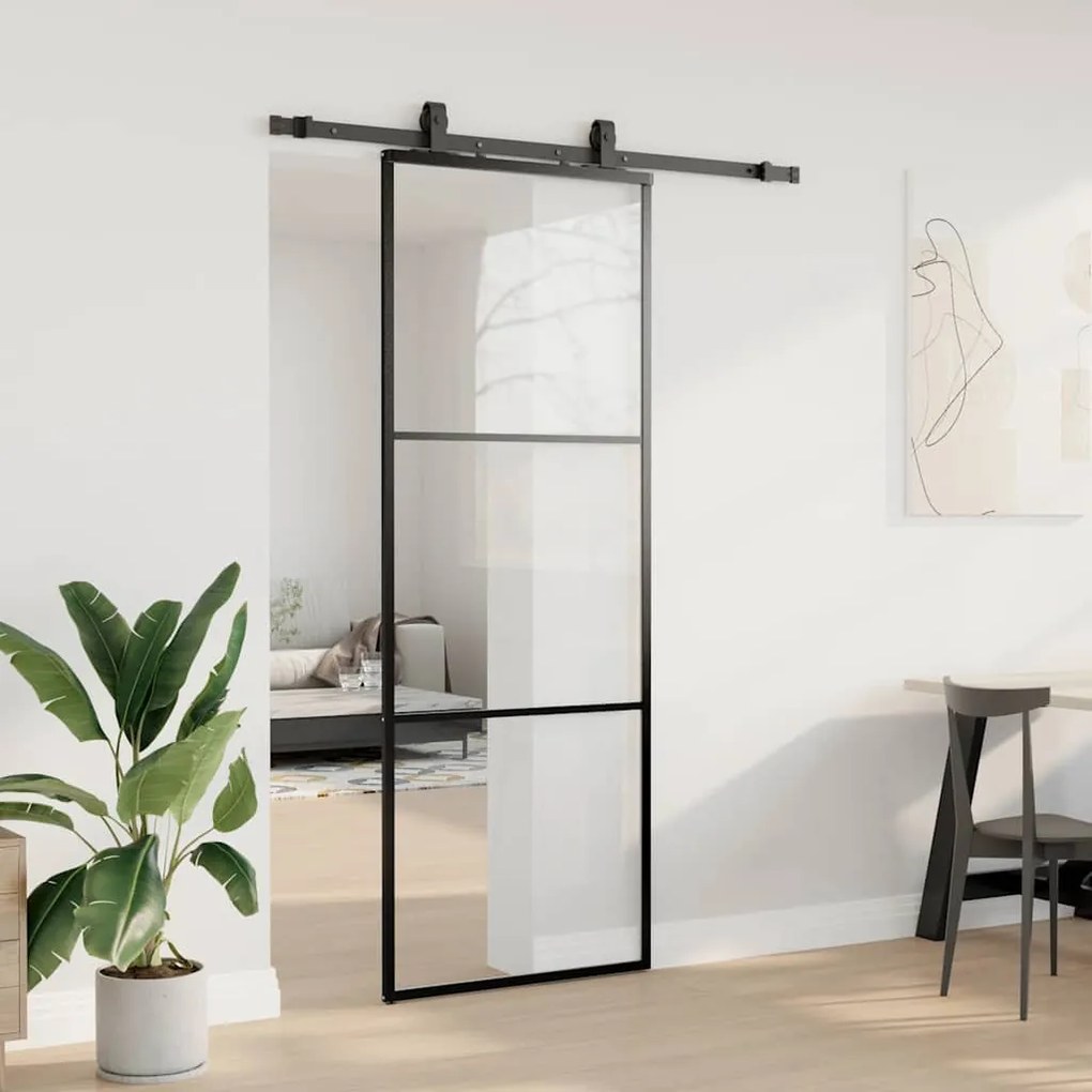 Posuvné dveře se sadou kování černé 76x205 cm ESG Glass 3375901