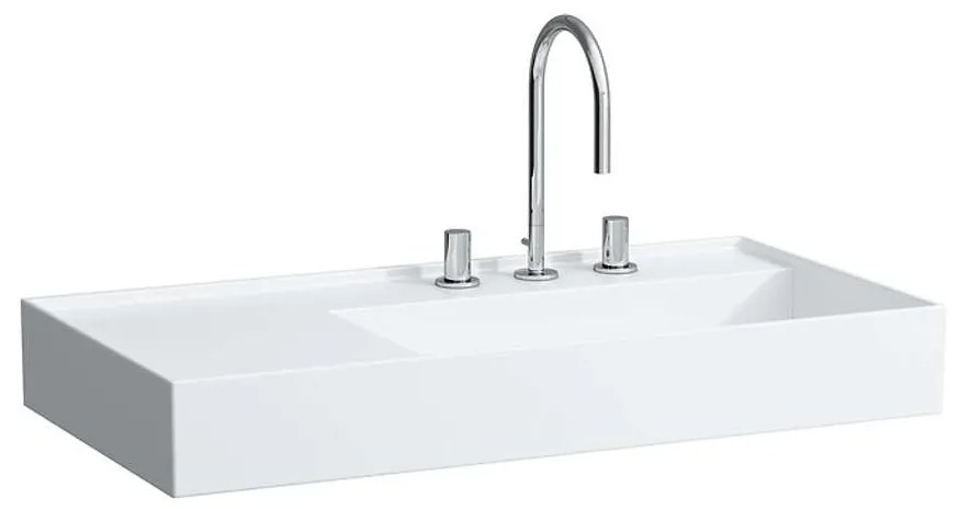 Laufen Kartell - Umyvadlo 90x46 cm, se 3 otvory pro baterii, SaphirKeramik, s LCC, bílá H8103394001581