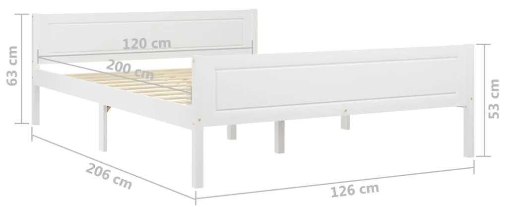 Rám postele masivní borové dřevo bílý 120 x 200 cm,  322105