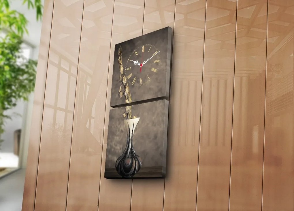 Obrazové nástěnné hodiny Váza 60x28 cm vícebarevné