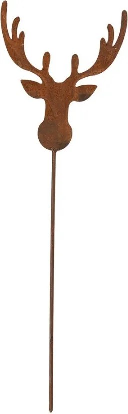 Rustikální rezavý zápich jelen Deer Rust - 9*1*29 cm